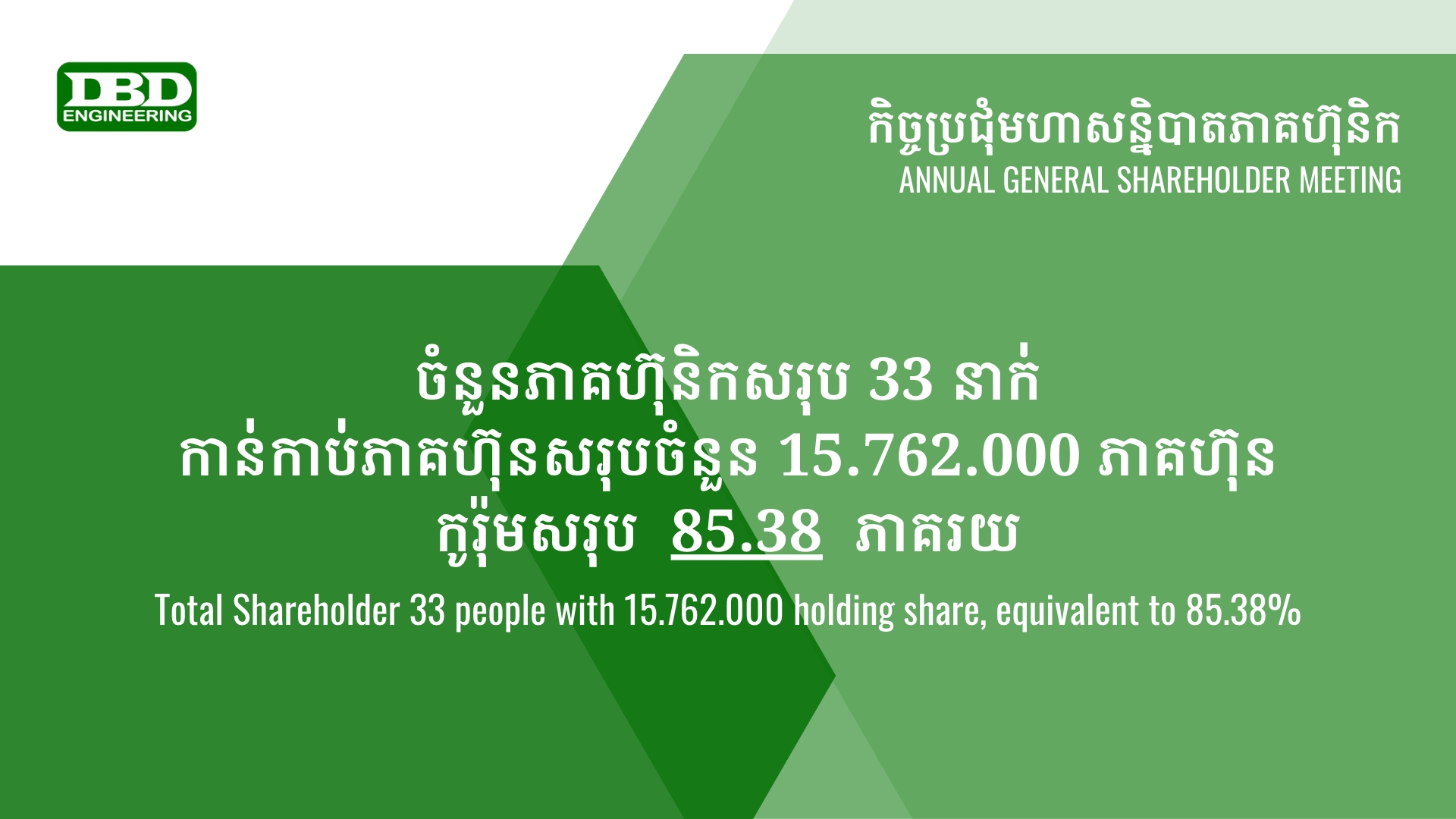 DBD First Annual general shareholders’ meeting and proposed dividend ...